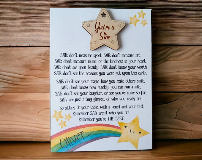 Sats Test Gift ~ Sats Tests Poem Card ~ Exam Gift ~ GCSE Gift ~ Sats ...