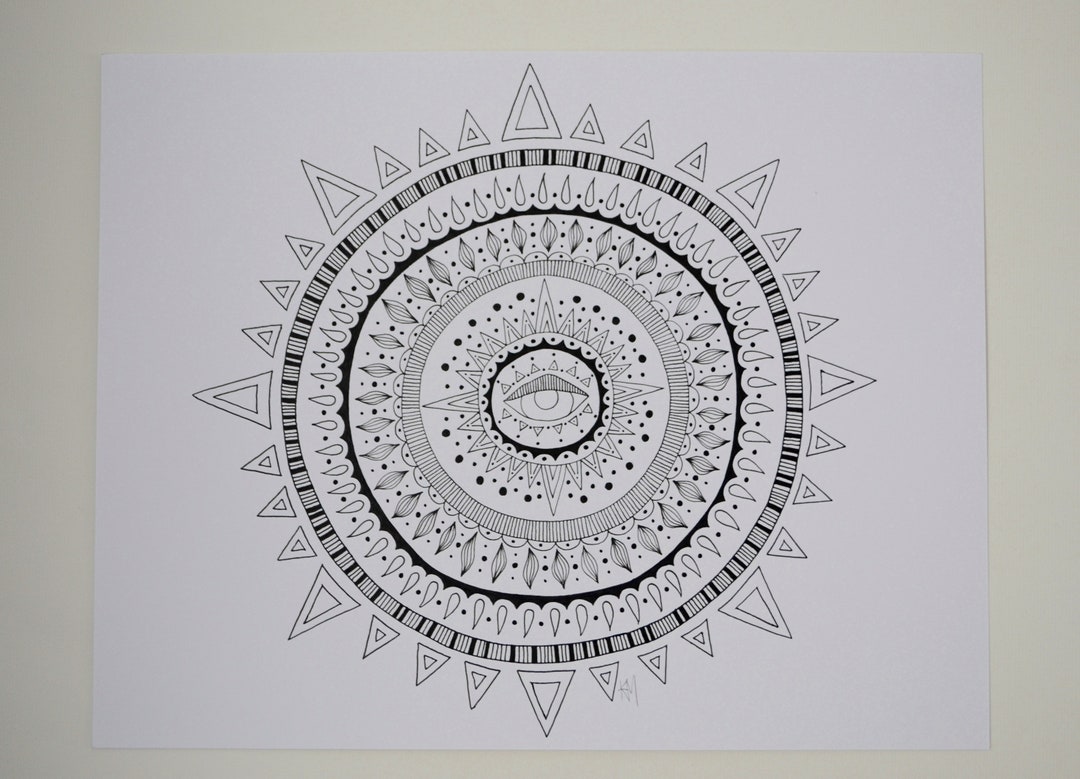 Original Evil Eye Mandala Drawing - Etsy