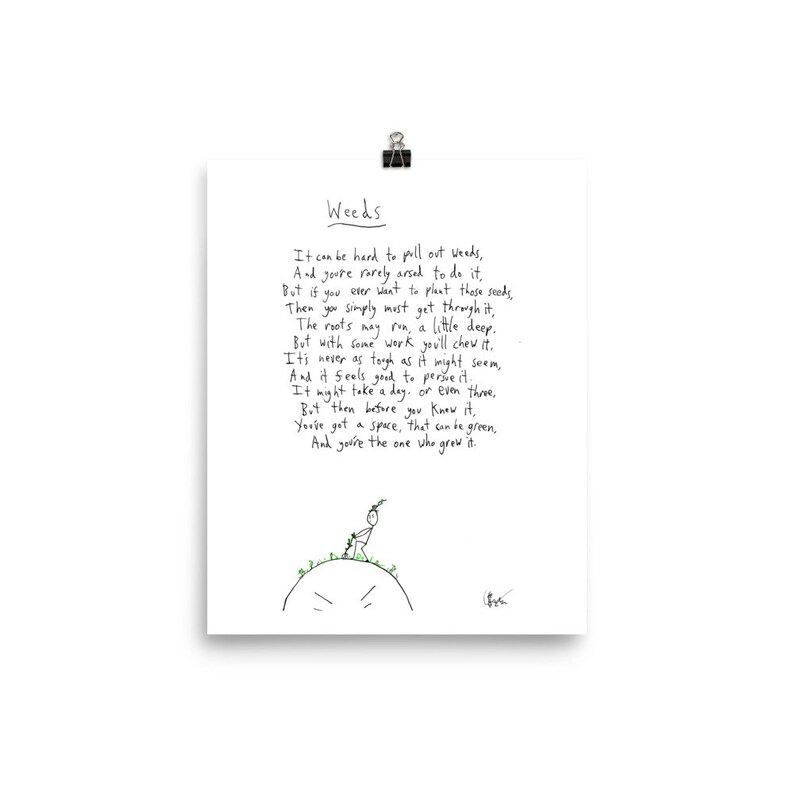 Weeds - Illustrated Poem Poster - Etsy