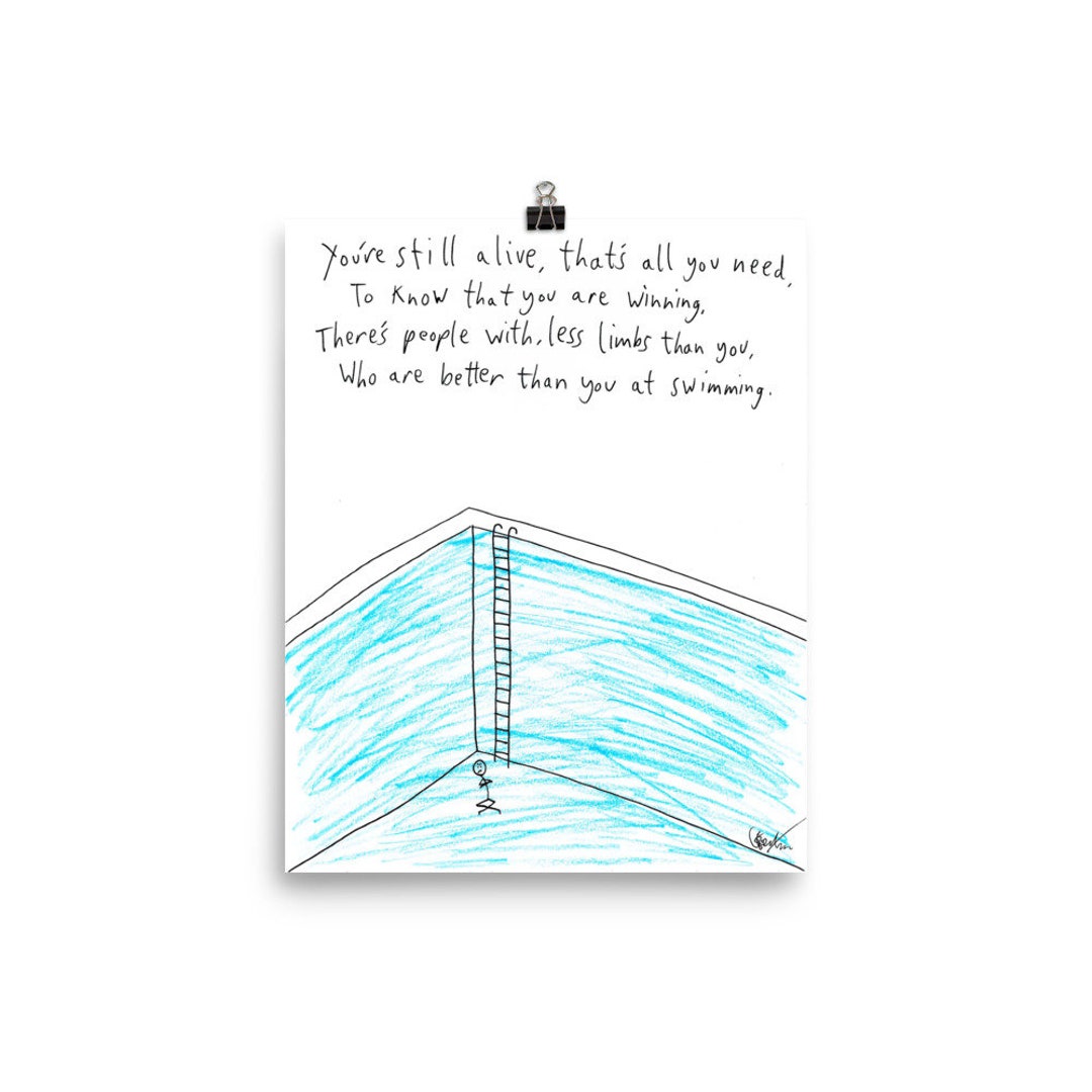 Swimming - Illustrated Poem Poster - Etsy