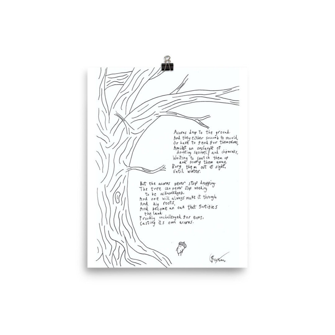 Acorns Illustrated Poem Poster - Etsy