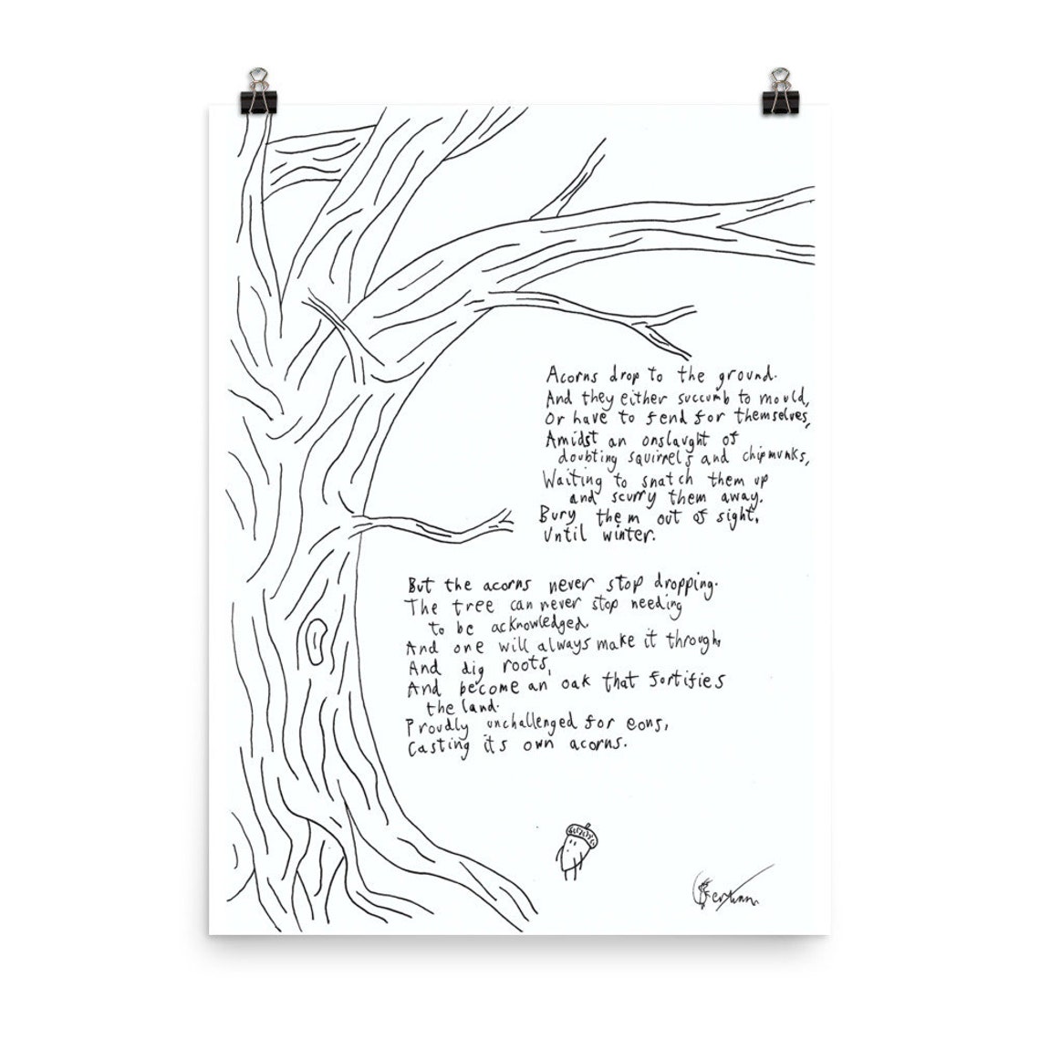 Acorns Illustrated Poem Poster - Etsy Israel