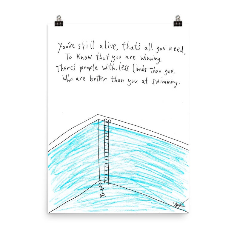 Swimming - Illustrated Poem Poster - Etsy