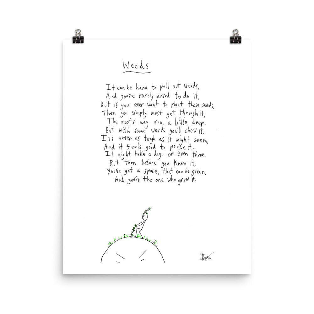 Weeds - Illustrated Poem Poster - Etsy