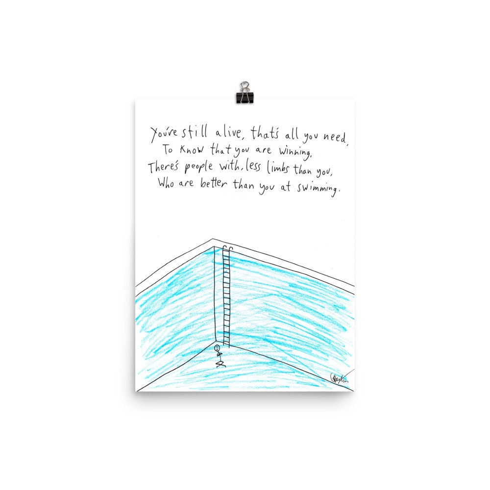 Swimming - Illustrated Poem Poster - Etsy