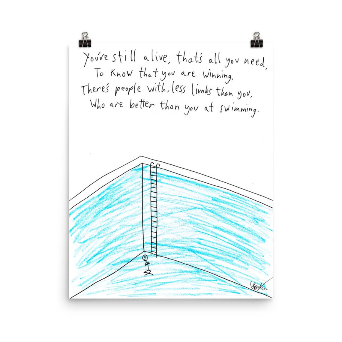 Swimming - Illustrated Poem Poster - Etsy
