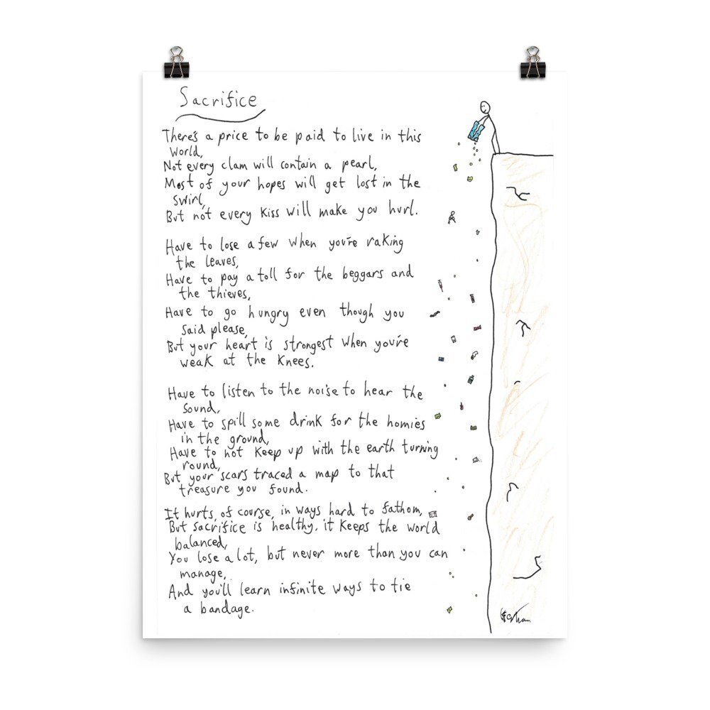 Sacrifice - Illustrated Poem Poster - Etsy