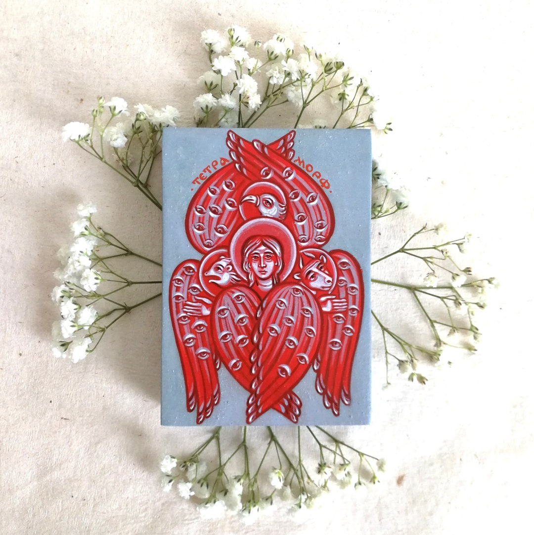 Тetramorph Hand Painted Orthodox Icon, Seraph Angel, Orthodox Miniature ...