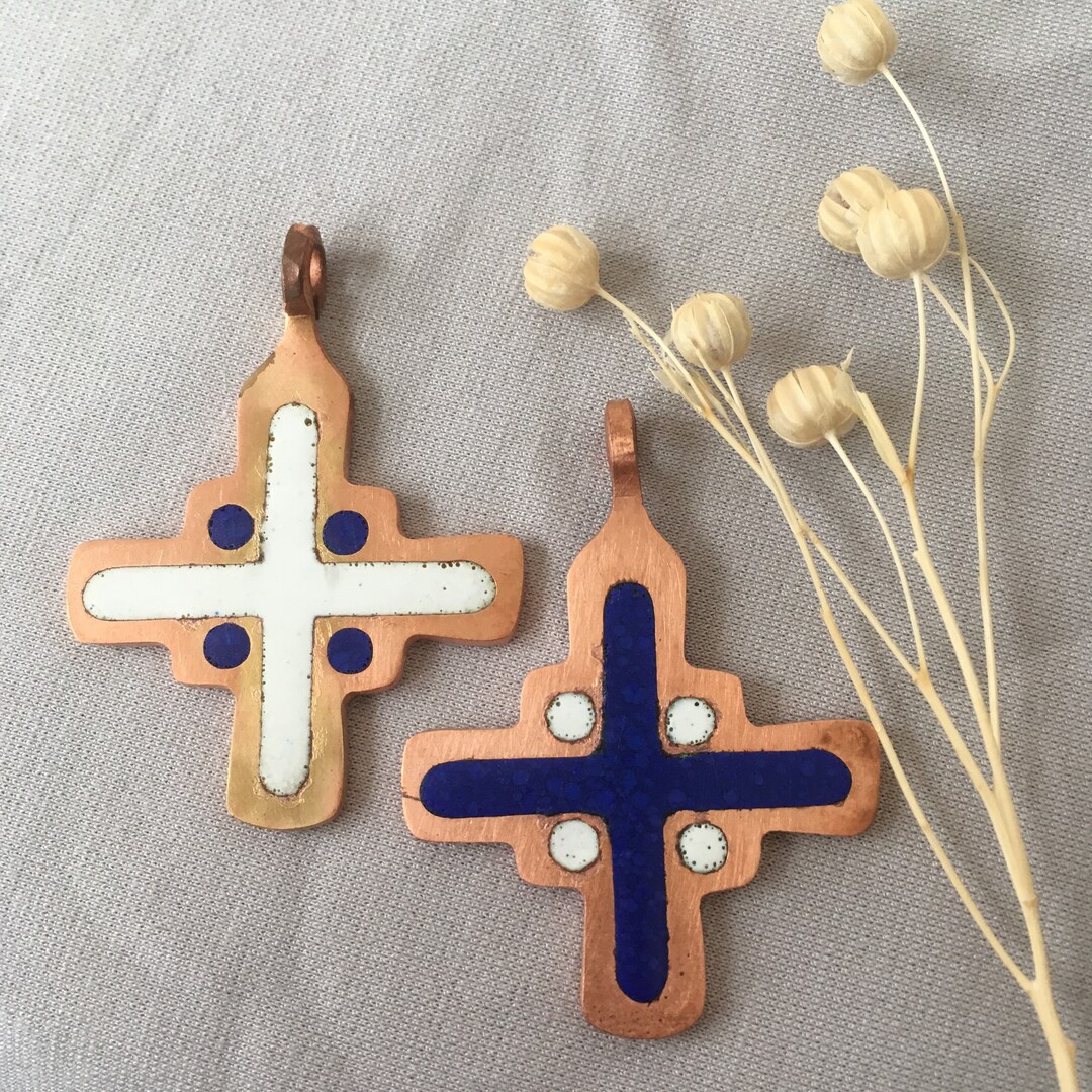 Seth Two Ukrainian Copper Crosses With Hot Enamel, Christmas Gift ...