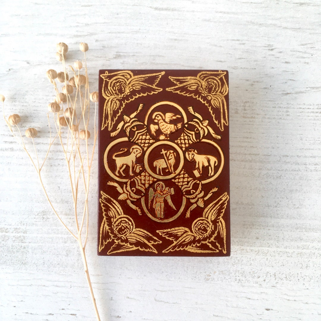 Hand Painted Icon Agnus Dei Tetramorph Symbols of the Four Evangelists ...