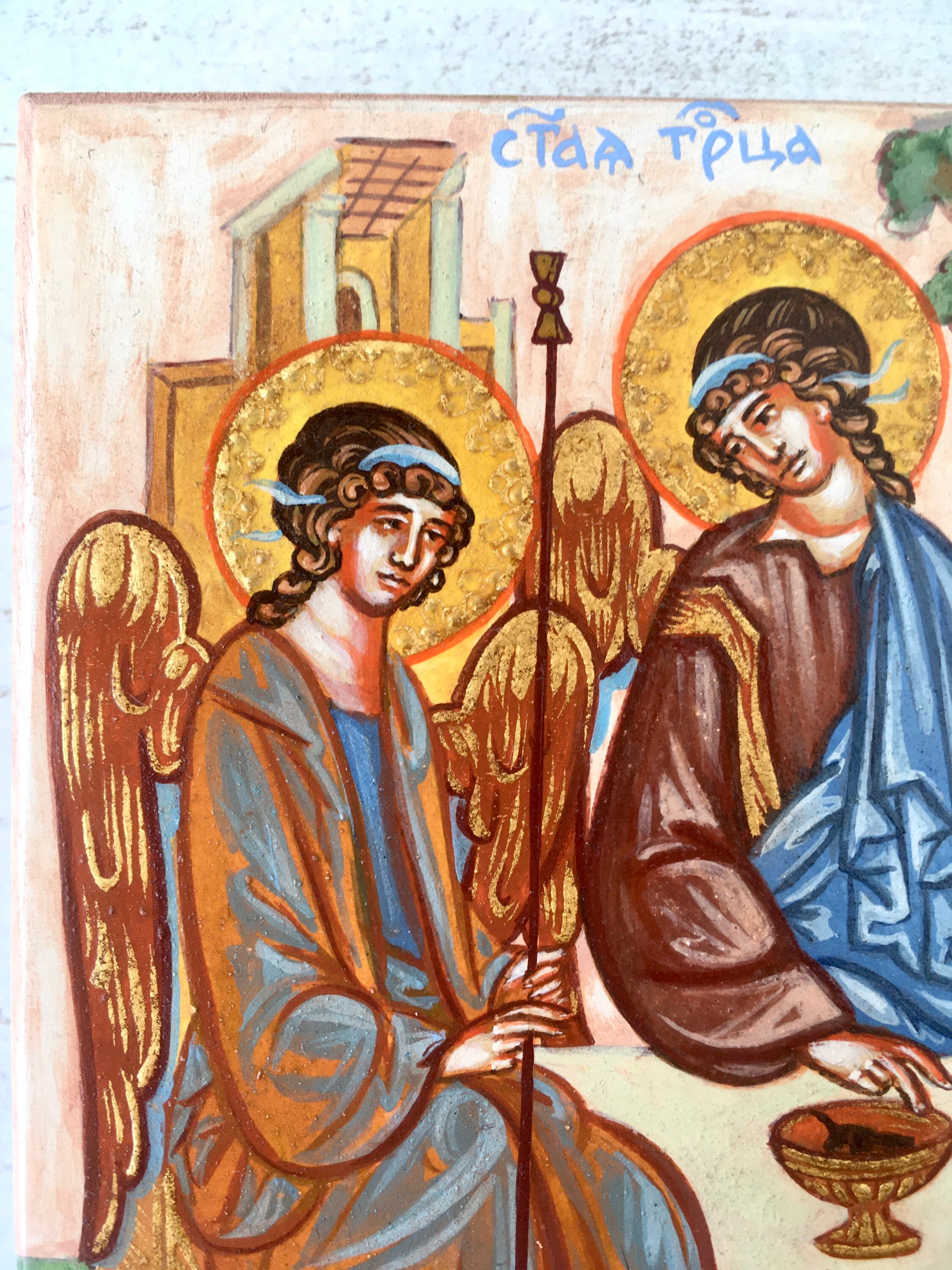 Holy Trinity Hand Painted Orthodox Icon, Miniature Ukrainian Icon ...