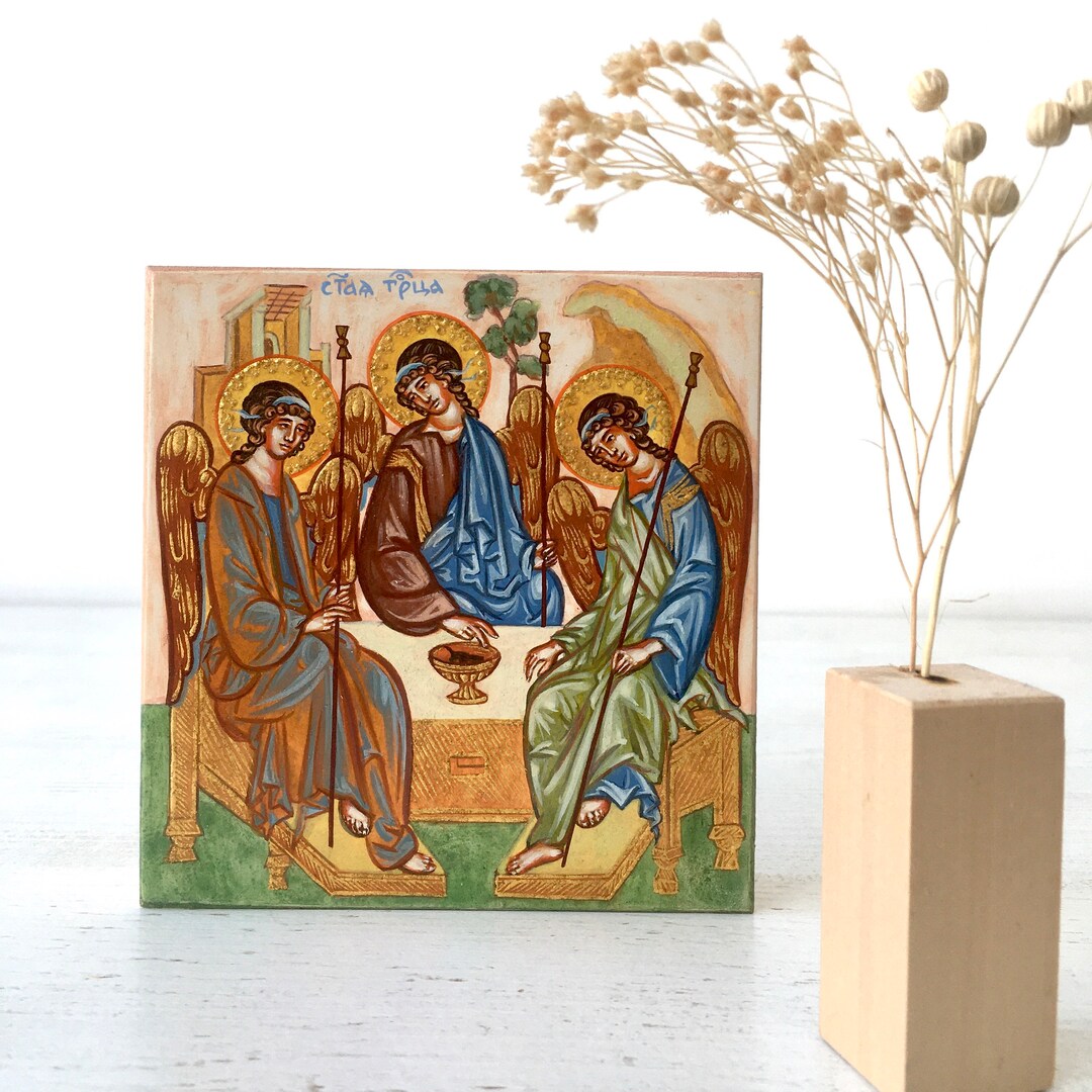 Holy Trinity Hand Painted Orthodox Icon, Miniature Ukrainian Icon ...