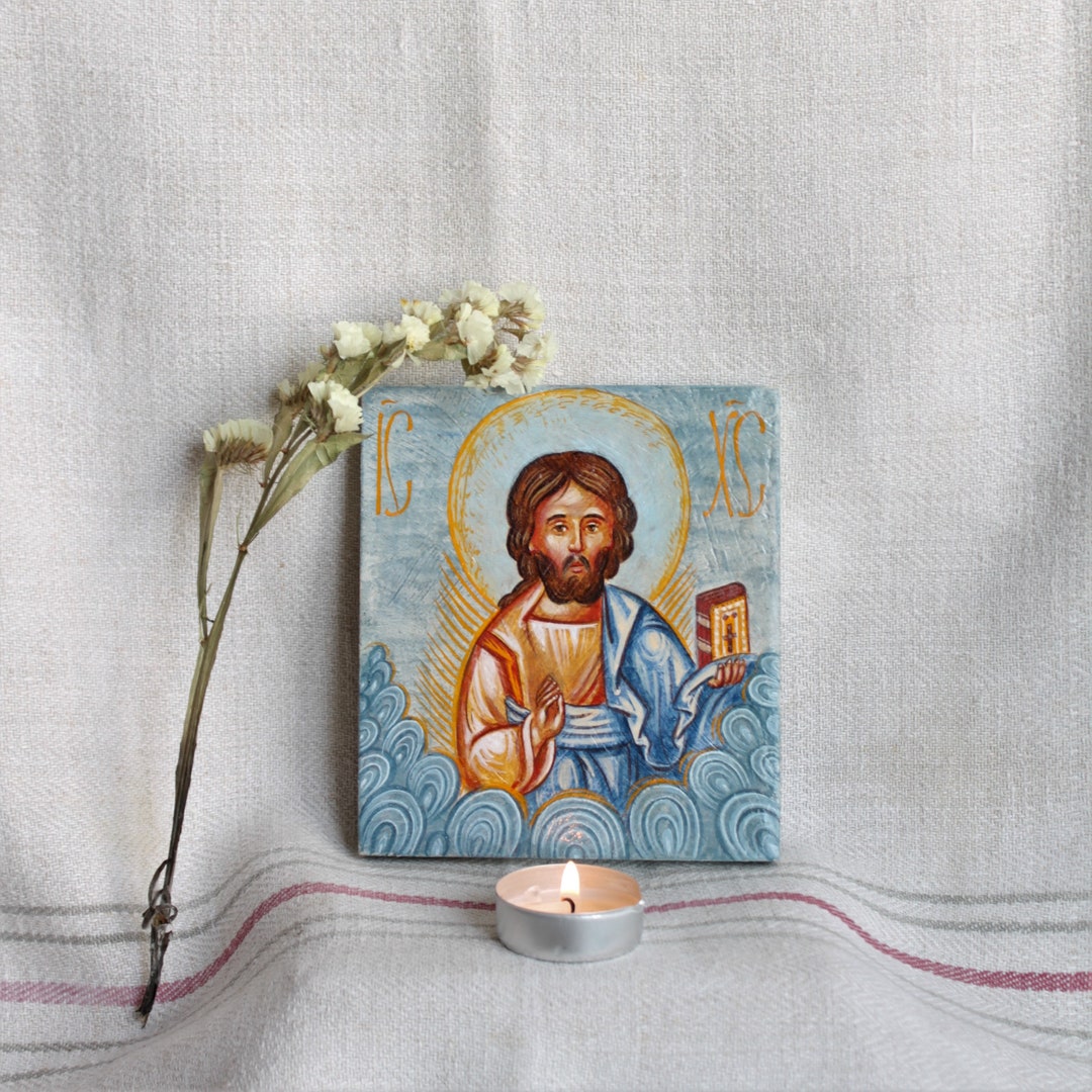 Icon of Jesus Christ. Christian Religious Talisman. Icon as a Gift for ...