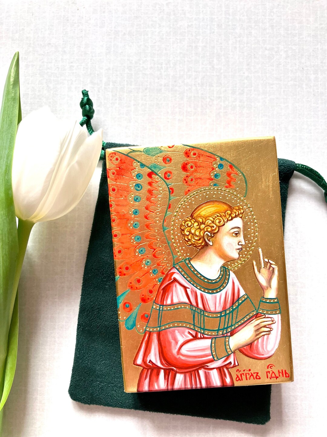 Ukrainian Hand Painted Orthodox/catholic Icon Guardian Angel, Miniature ...