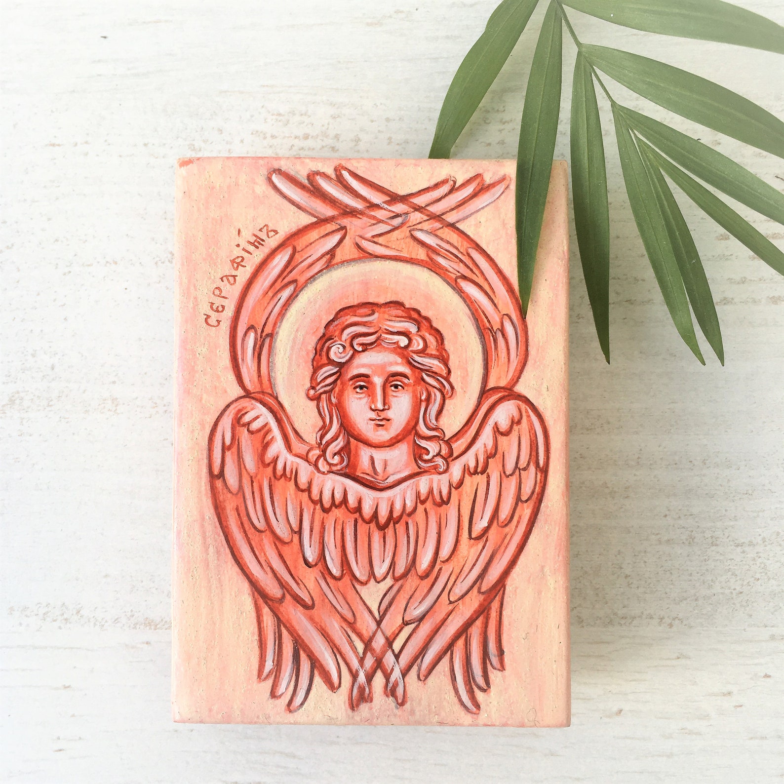Hand Painted Icon Angel Seraphim. Christian Mother’s Day Gift. Baptism ...