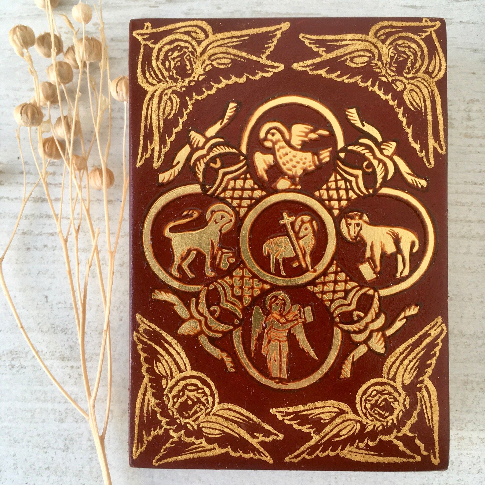 Hand Painted Icon Agnus Dei Tetramorph Symbols of the Four Evangelists ...