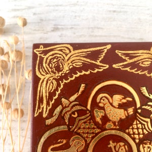 Hand Painted Icon Agnus Dei Tetramorph Symbols of the Four Evangelists ...