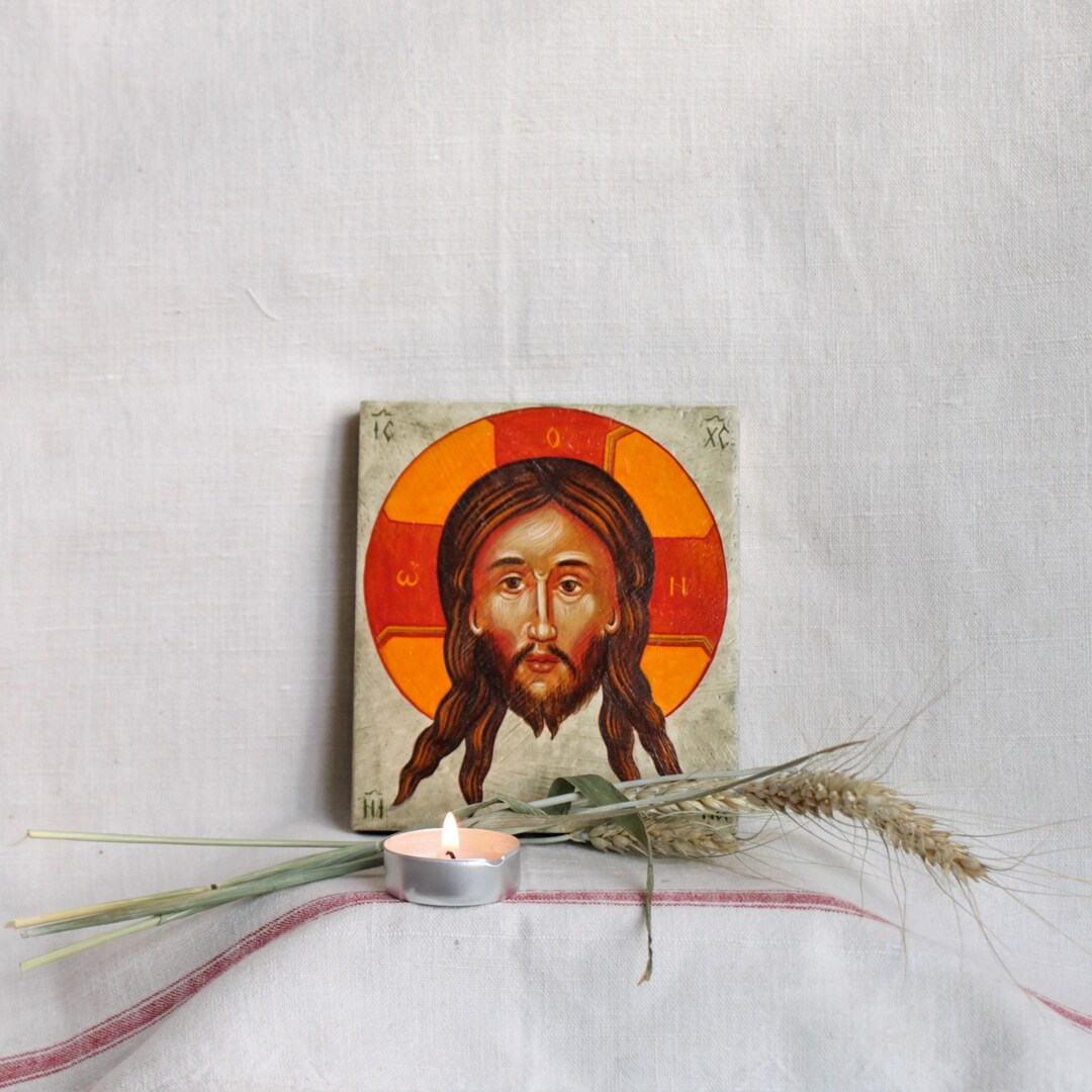 Orthodox Hand Painted Miniature Icon Mandylion, Christmas Gift ...