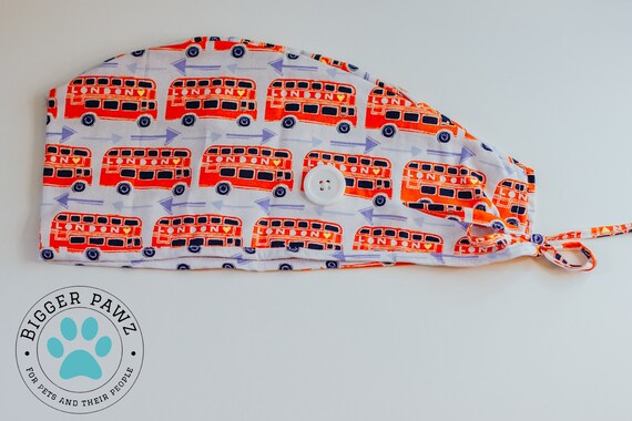 Surgical Cap/london Bus/surgical Cap With Buttons | Etsy