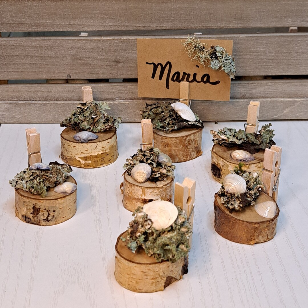 Set of 4 Beach Themed Place Card Holders for a Wedding, Rehearsal ...