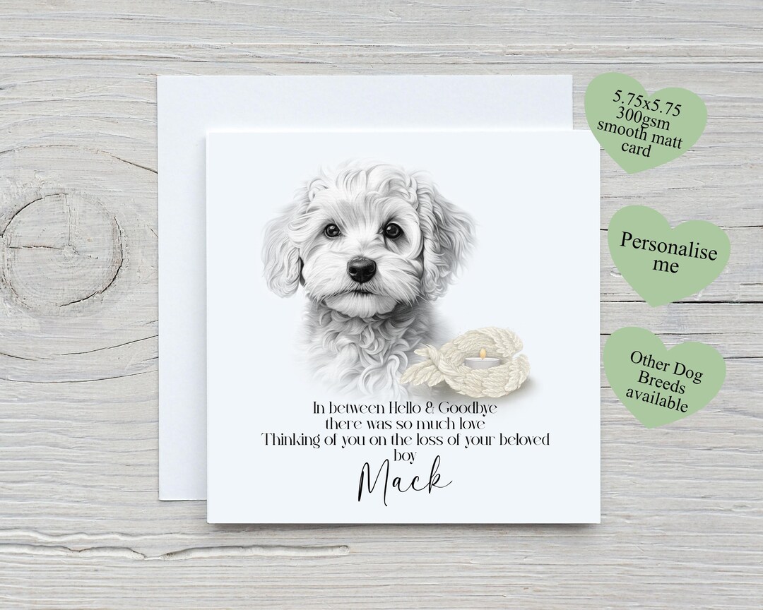 Dog Loss Card, Personalised Pet Bereavement Card, Dog Sympathy Card ...