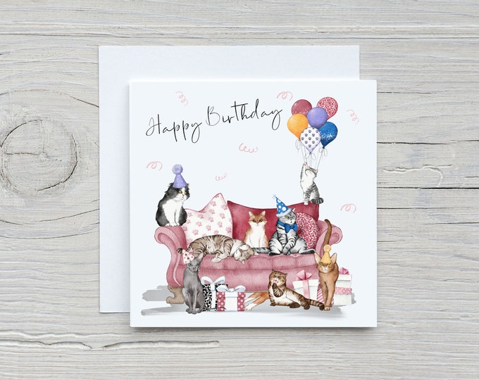 Cat Lady Birthday Card Letterpress Happy Birthday Cat Lady Card, Cat ...