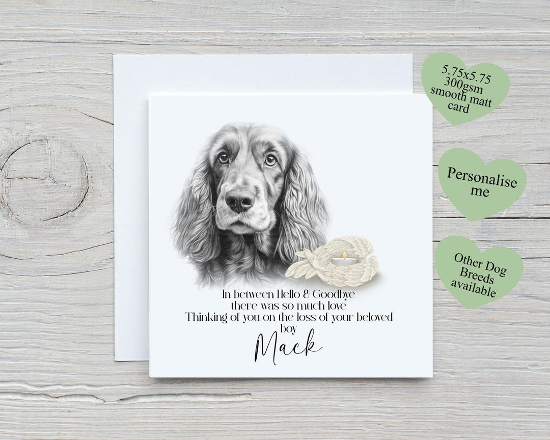 Dog Loss Card, Personalised Pet Bereavement Card, Dog Sympathy Card ...