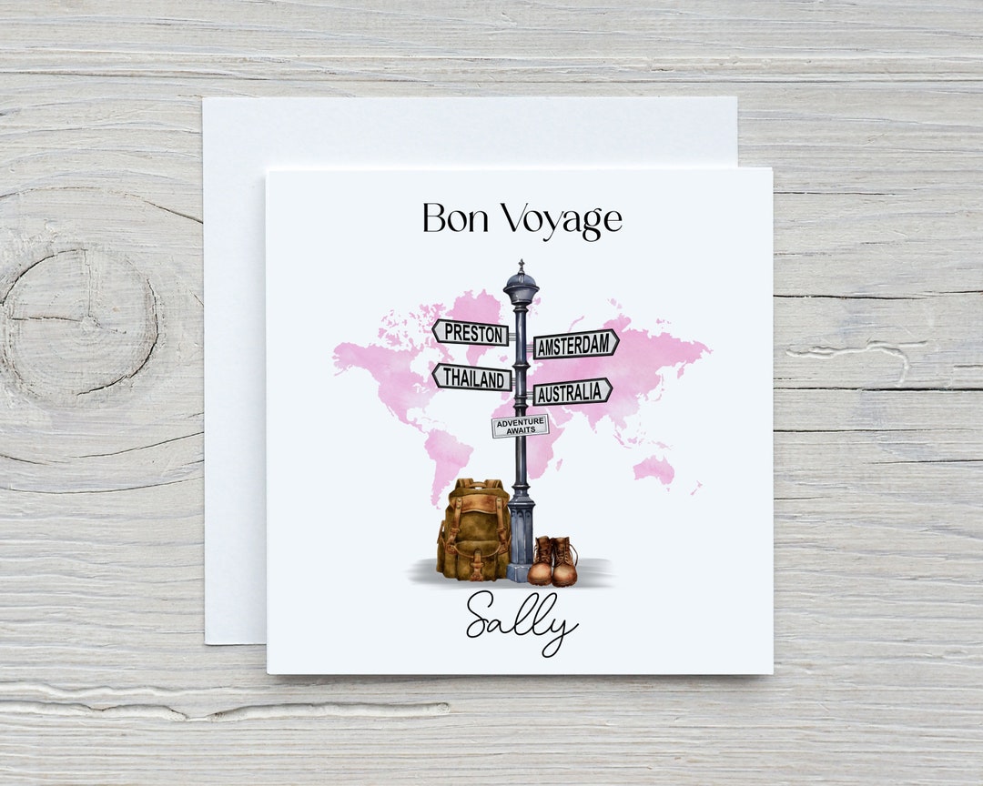 Personalised Travel Card - Signpost Card - Bon Voyage Card ...