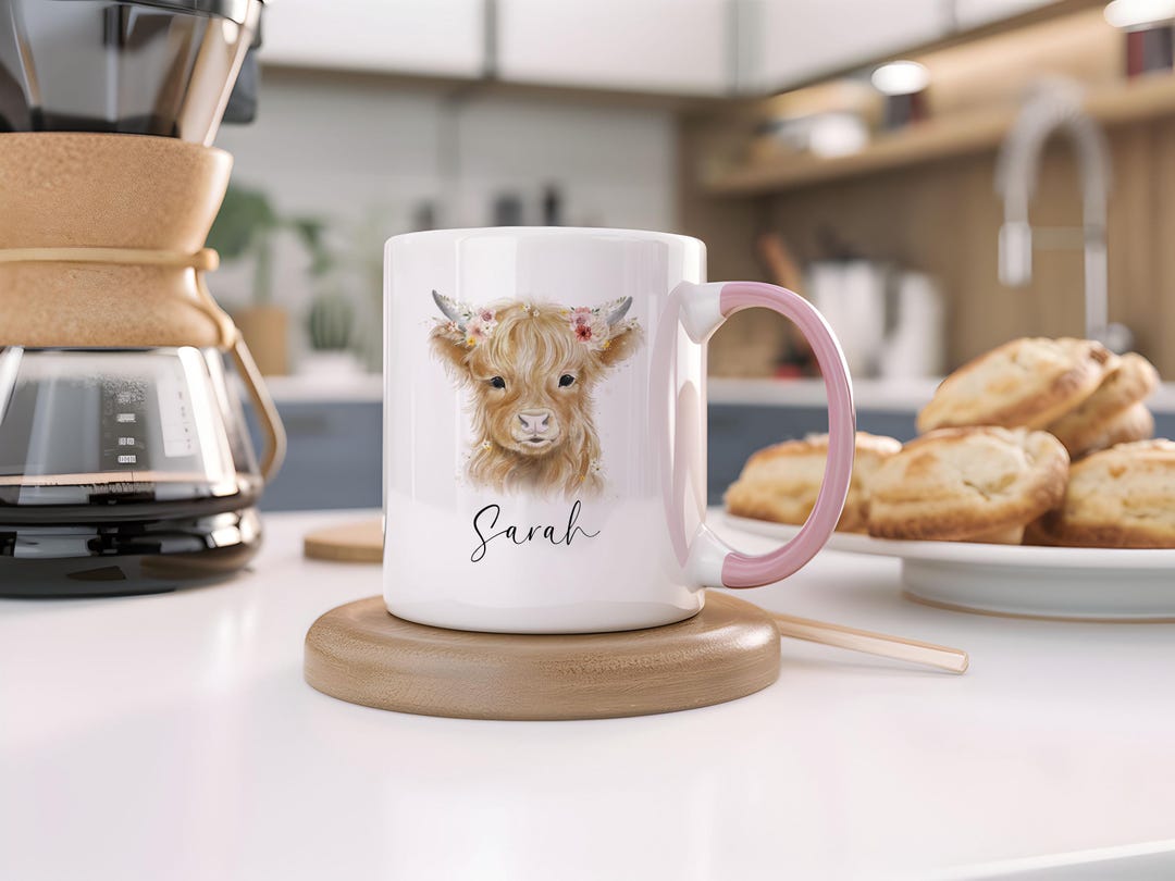 Personalised Highland Cow Mug, Cute Coo Gift for Mum or Dad, Christmas ...