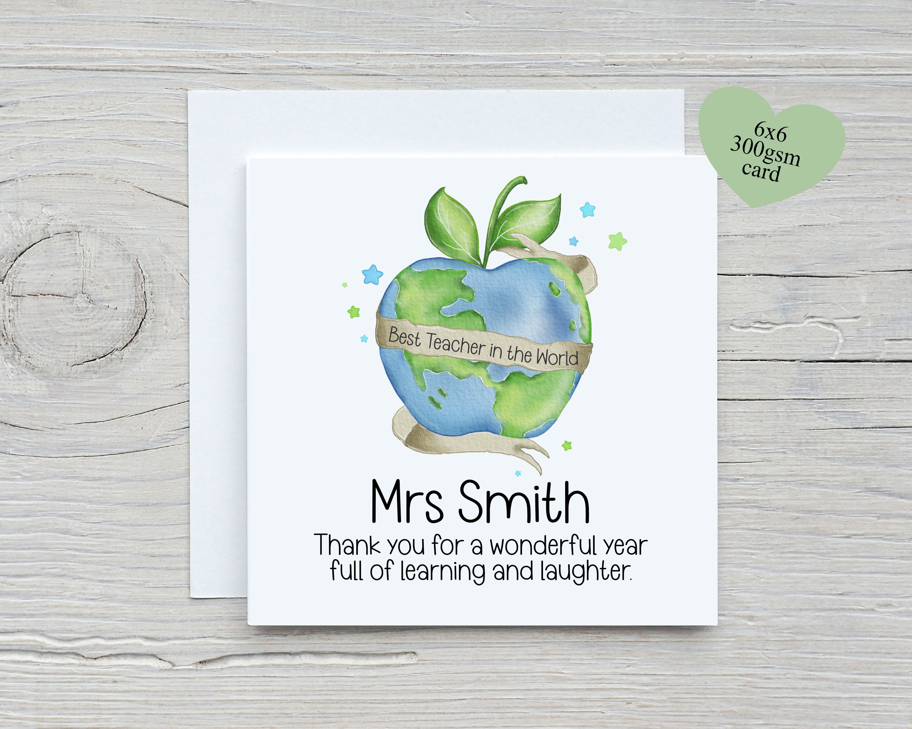 Teacher Card, End of School Year Card for a Teacher, Personalised Card ...