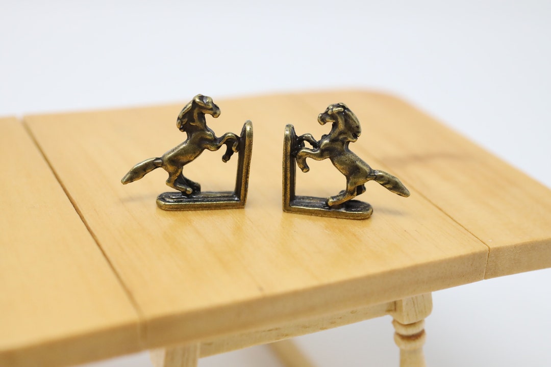Dollhouse Miniature Horse Bookends Tiny Bookends Gold Horse Statue 1:12 ...