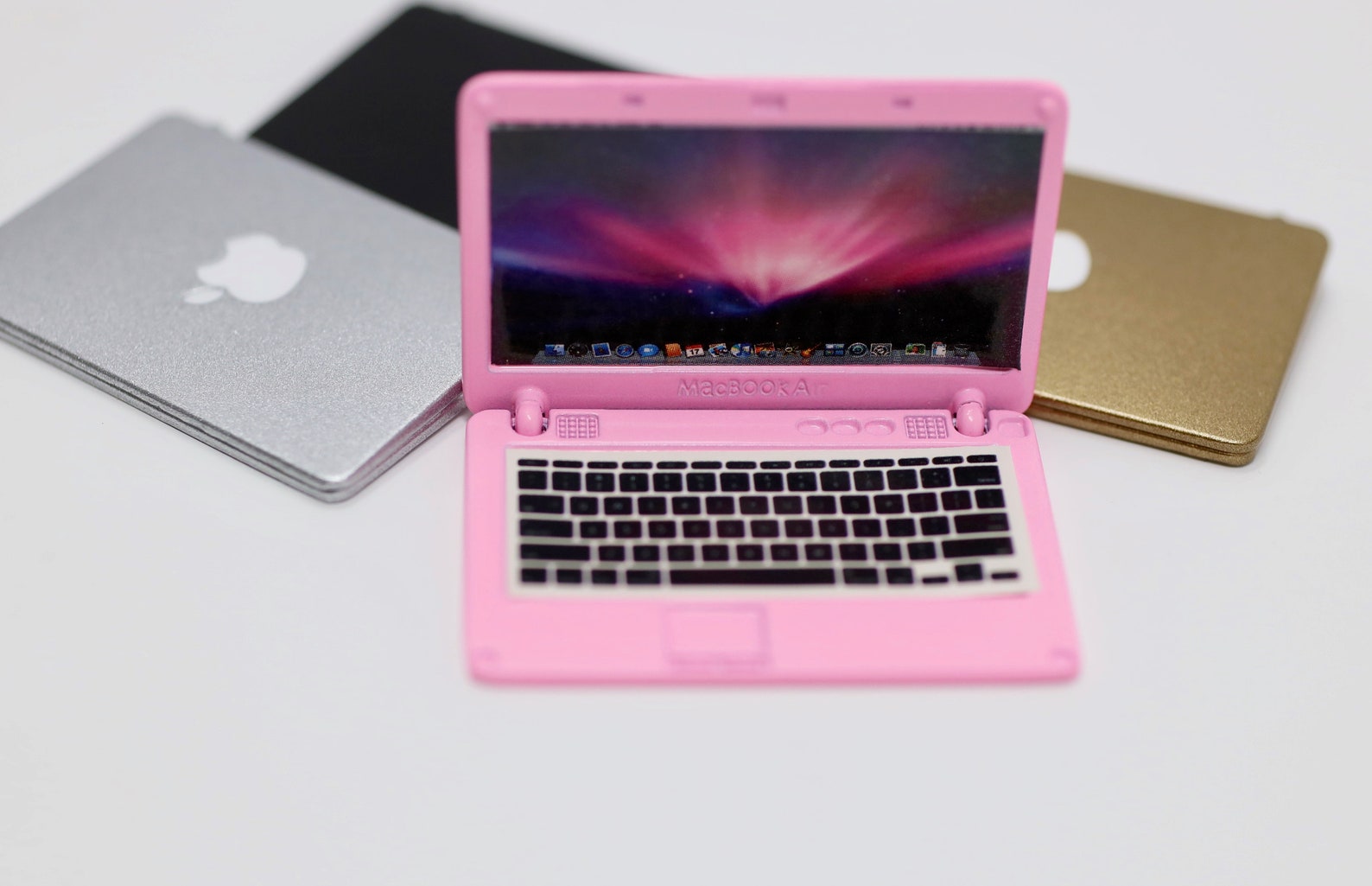 Dollhouse Miniature Laptop Dollhouse Computer Pink Laptop - Etsy