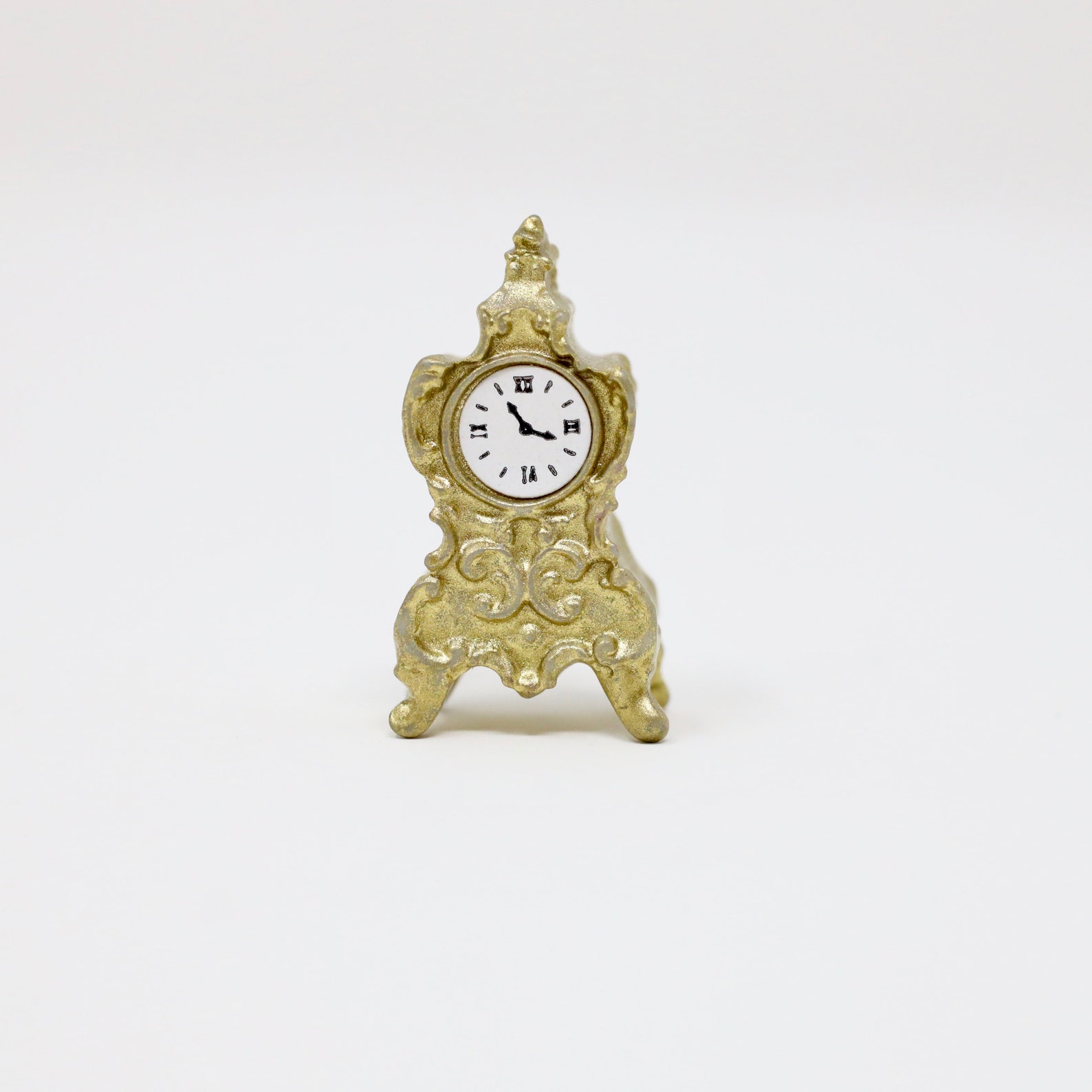 Dollhouse Miniature Gold Clock Miniature Victorian Clock Dollhouse ...