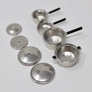 Dollhouse Miniature Pots Miniature Pans Set of 4 Dollhouse Miniature ...