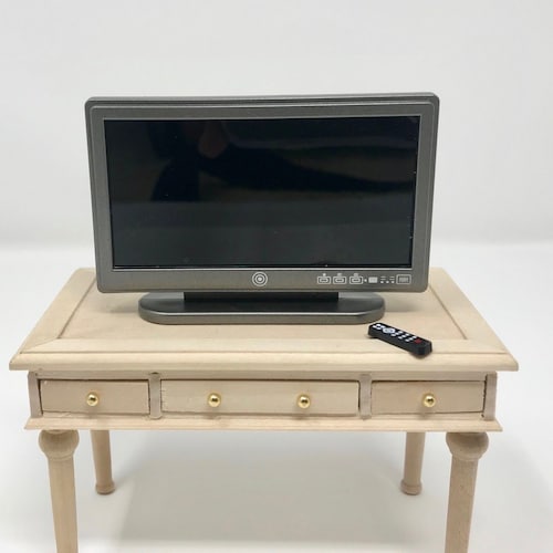 Dollhouse Television TV Set Modern Flat Screen With Remote - Etsy