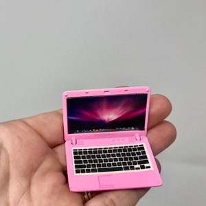 Dollhouse Miniature Laptop Dollhouse Computer Pink Laptop Miniature ...