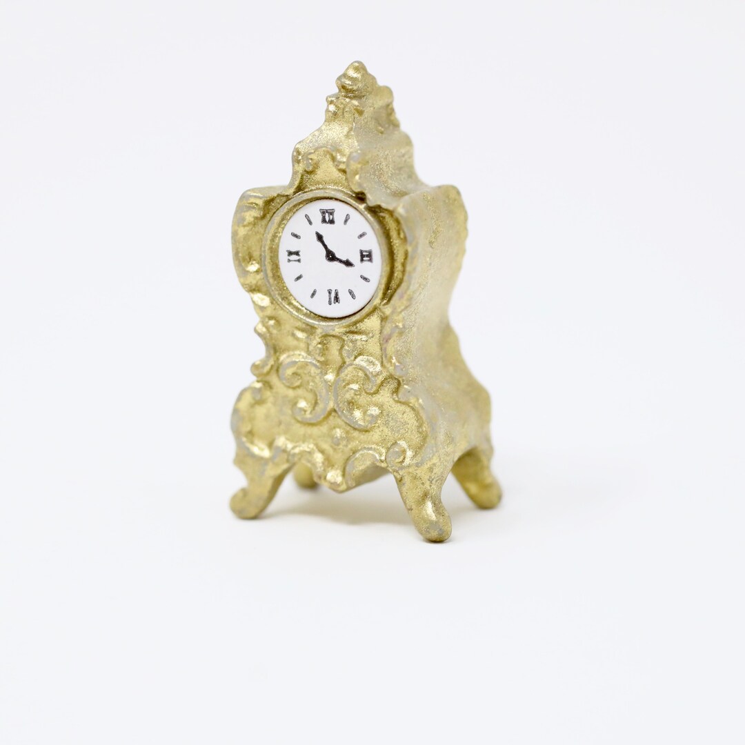 Dollhouse Miniature Gold Clock Miniature Victorian Clock Dollhouse ...