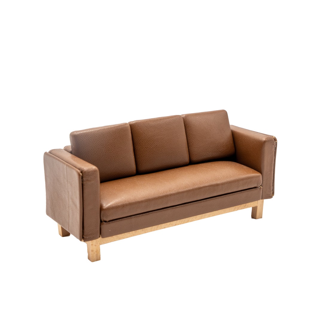 Miniature Couch Dollhouse Sofa Leather Couch Dollhouse Furniture ...