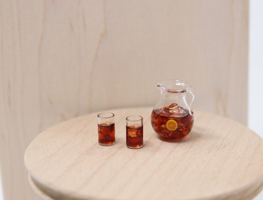 Dollhouse Miniature Iced Tea Set Miniature Iced Tea Jug Miniature ...