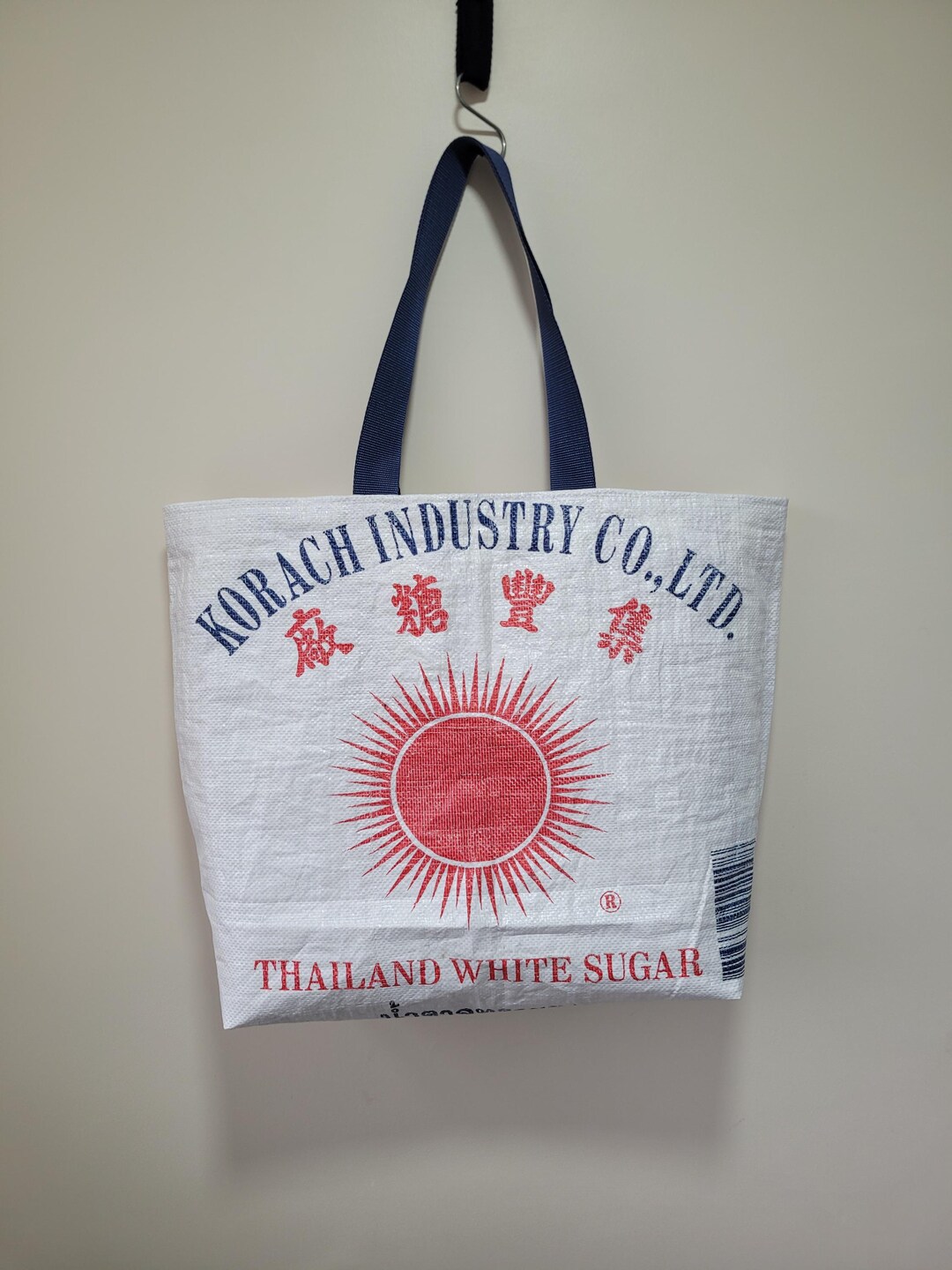 Upcycled Thai Sugar Sack Rising Sun Polka Dot Lining Eco Friendly Gift ...