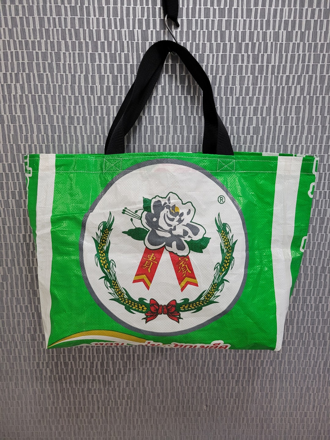 Upcycled Thai Rice Sack Tote Bag: Large Flower Market Bag - Etsy