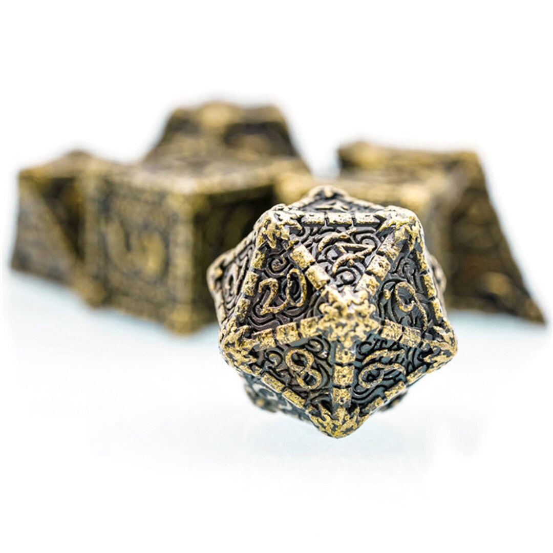 Dagger of Venom Brass Metal Rogue Style Dnd Dice Set 7 Dungeons and ...