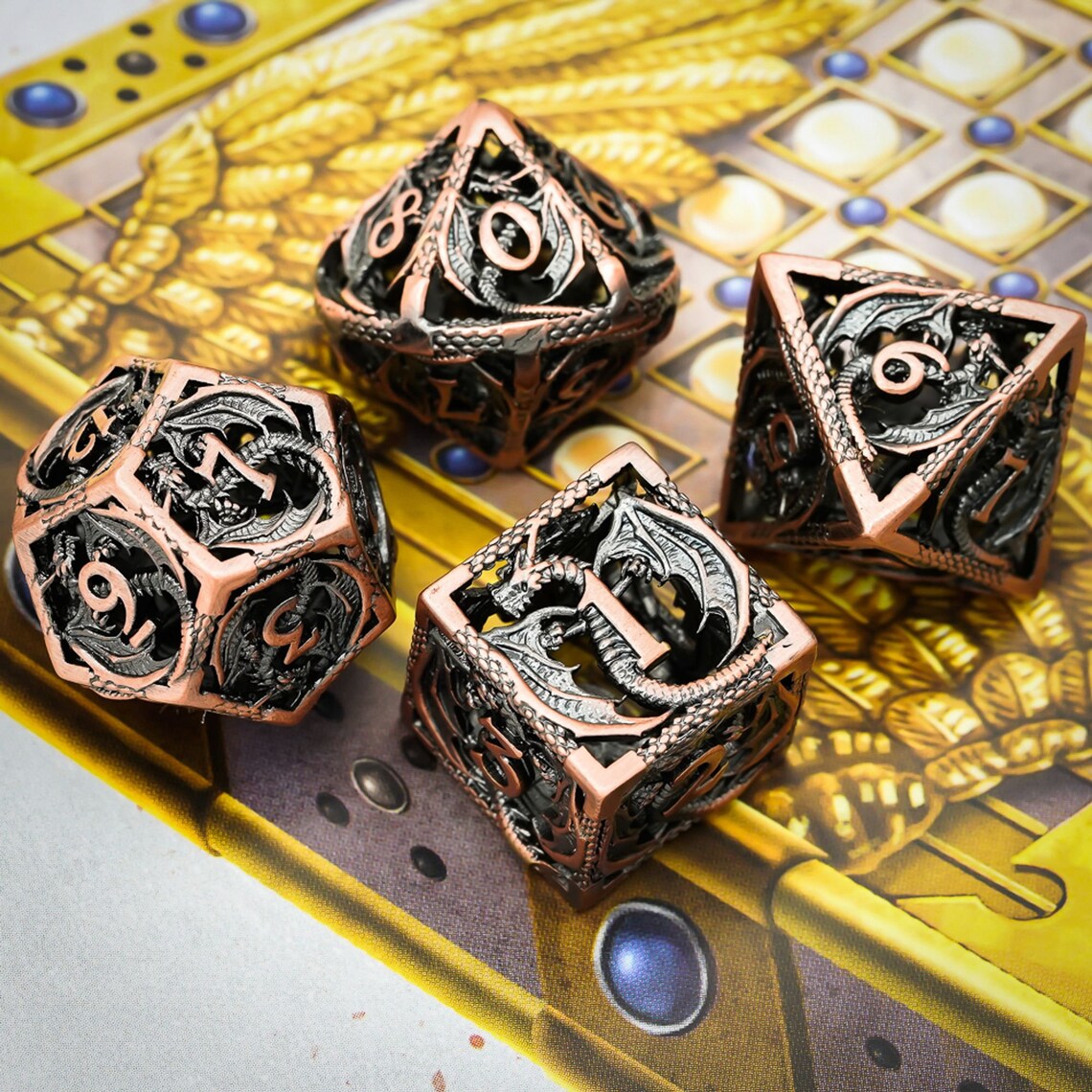 Hollow Copper Draconic Flying Dragon Metal Dnd Dice Set 7 - Etsy UK