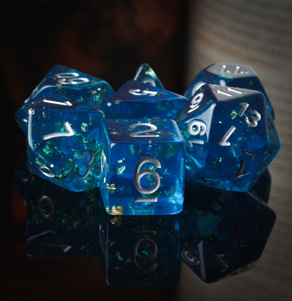 Toys & Games Games & Puzzles DnD Blue Flower Acrylic Glitter Dnd Dice ...