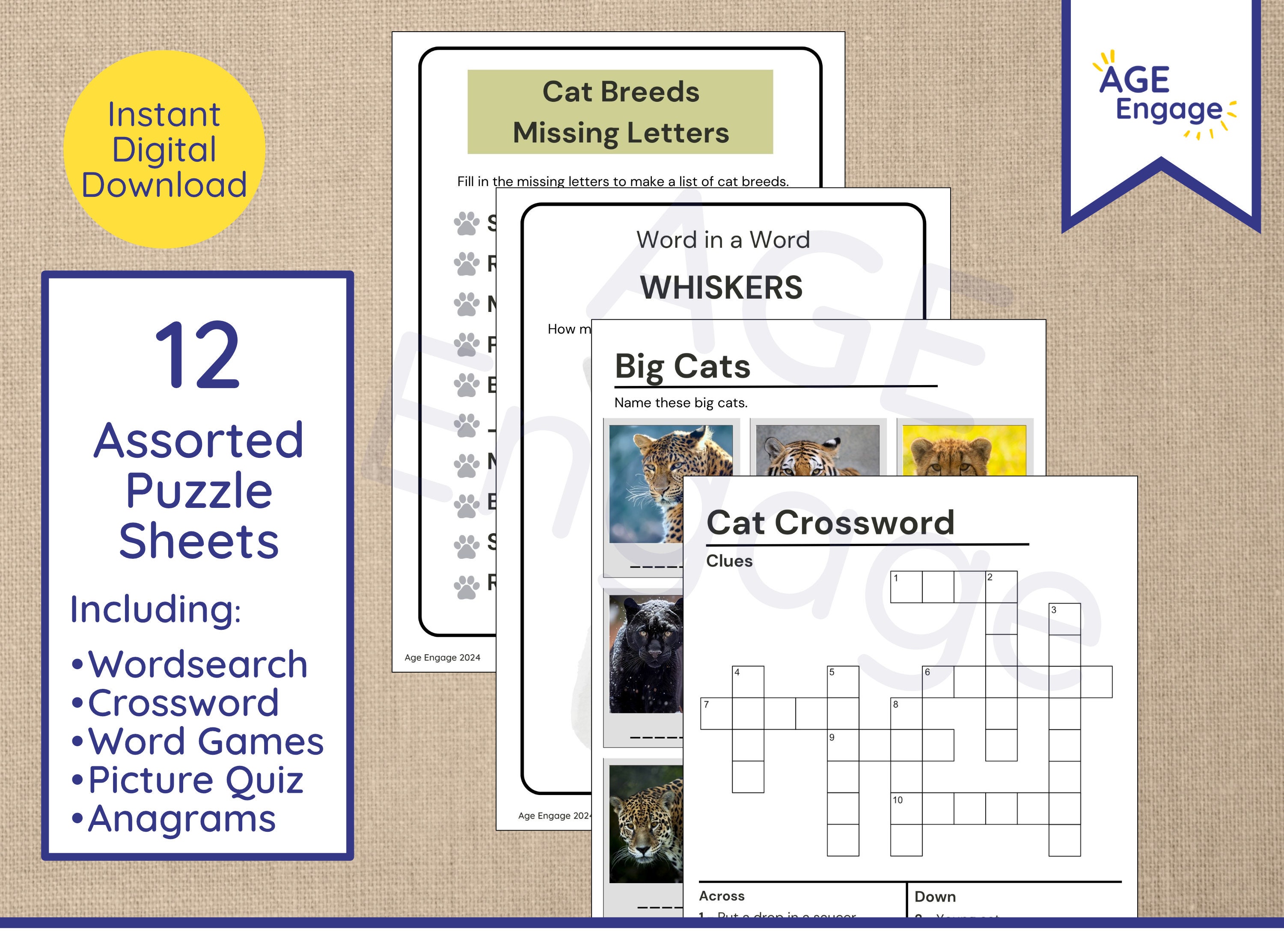 Dementia Puzzles Activity Pack Cat Themed Printable Resources for ...