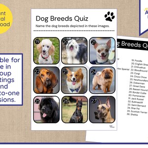 Dog Breeds Picture Quiz - Printable Senior Game - Dementia Activity ...