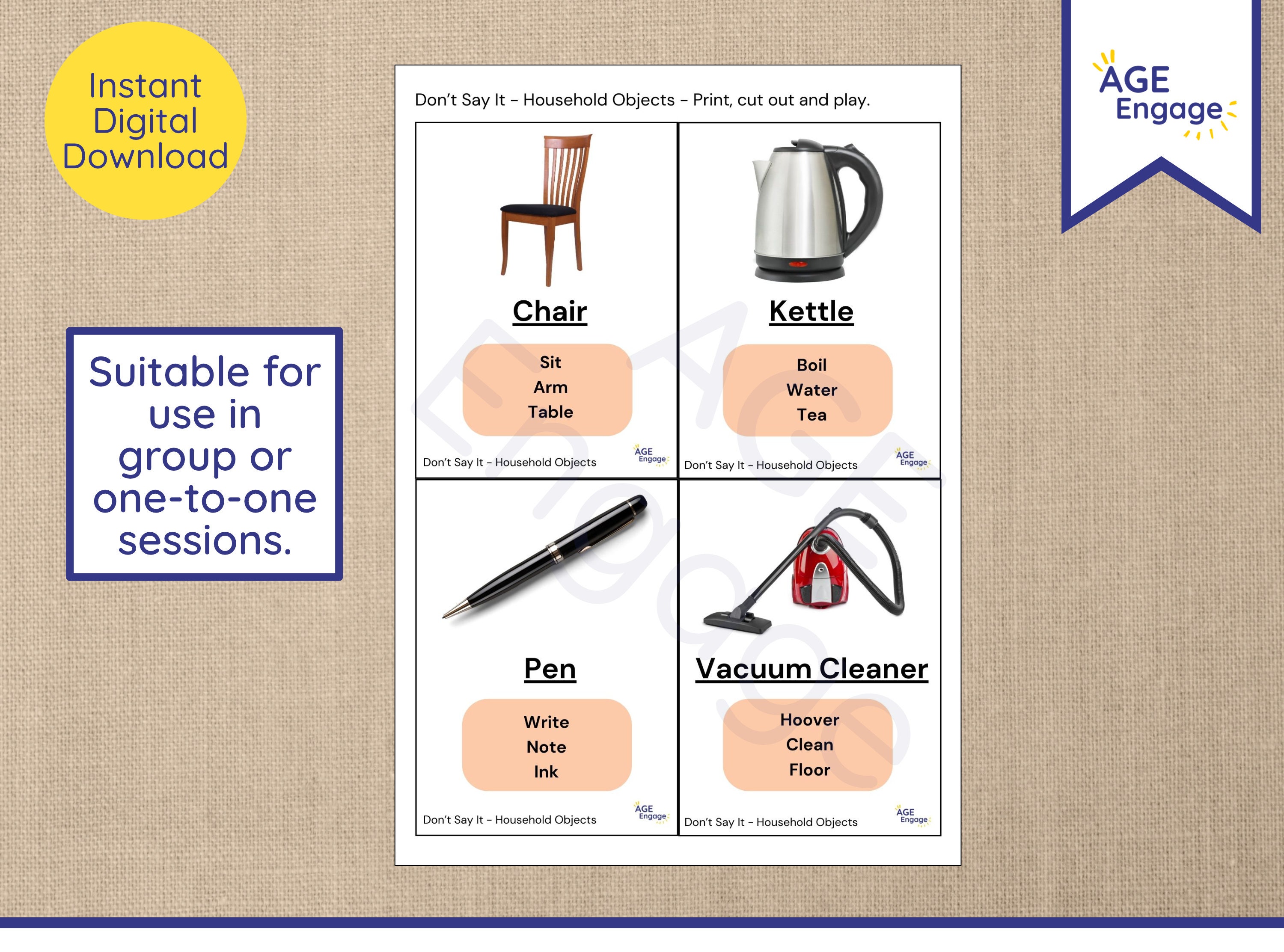 Dementia Activity Digital Download - Don't Say It Printable Card Game ...