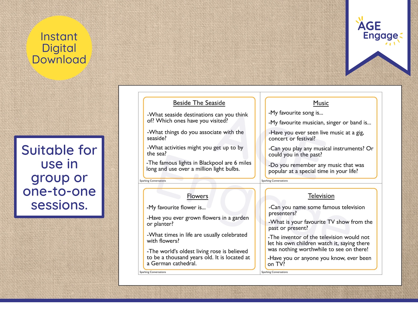 Dementia Activity Digital Download Sparking Conversations Printable ...