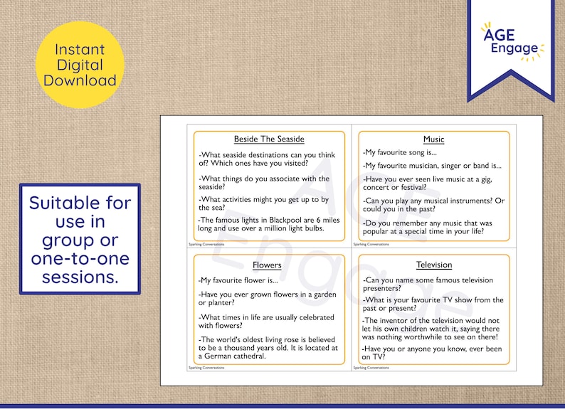 Dementia Activity Digital Download Sparking Conversations Printable ...