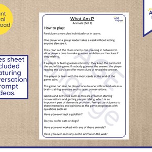 Dementia Activity Digital Download - What Am I Printable Card Game ...